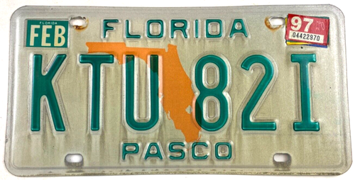 Vintage Florida 1997 Auto License Plate Pasco County KTU 821 Garage Pub ...