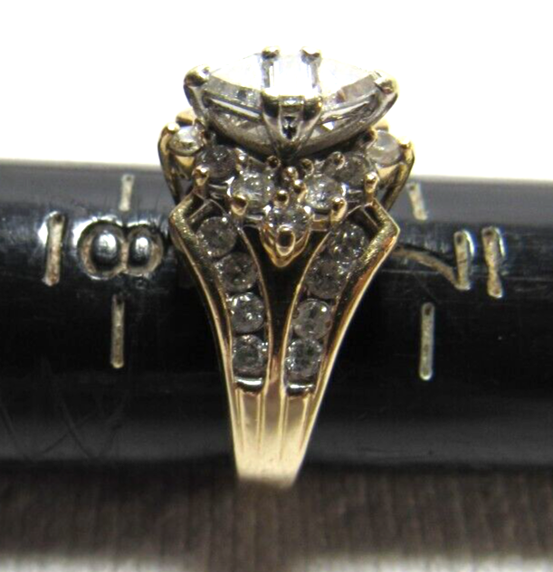 Am-Gold 14k Yellow Gold Trillion Diamond Sz 7.5 Engagement Ring 1.08ct ...