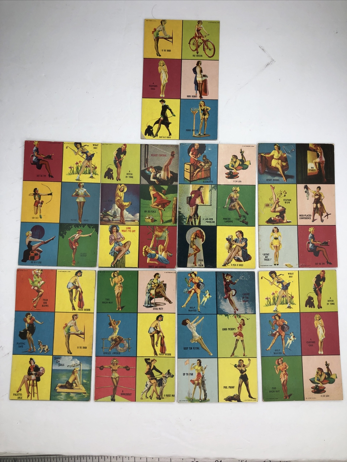 Vintage Lot Of 9 Mutoscope Multiview Double Panel Multi-Image Pin-Up ...