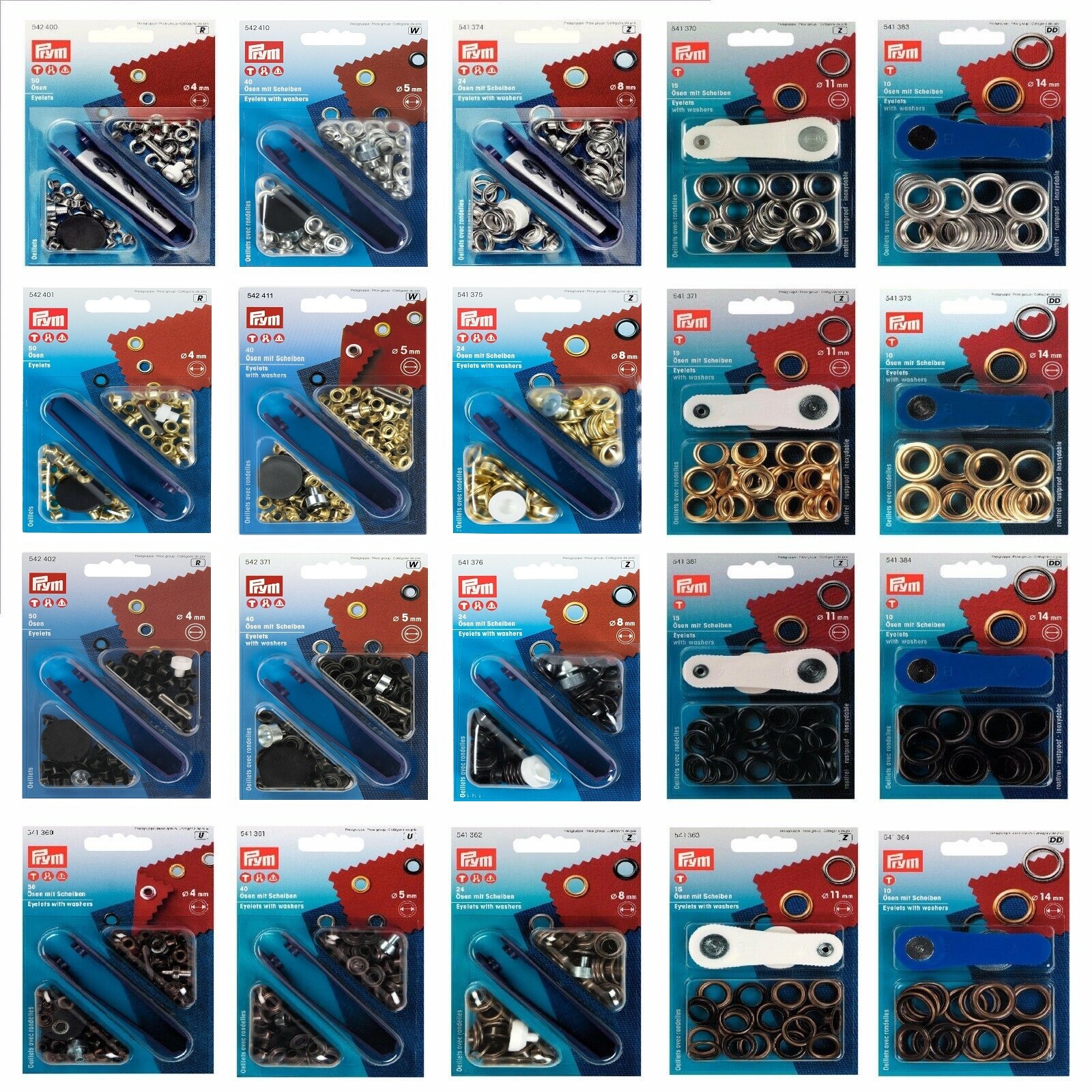 Prym Eyelets and Fixing Tool Choice of 4mm 5mm 8mm 11mm 14mm - 4 ...