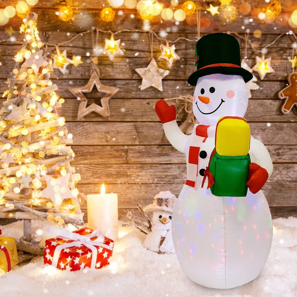 5ft Christmas Inflatables Snowman Outdoor Yard Rotating LED Blow Up ...