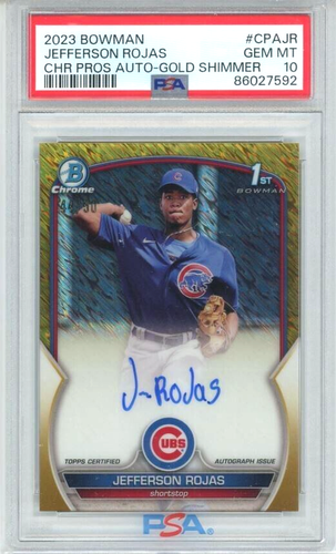 2023 Bowman Chrome Jefferson Rojas 1st AUTO GOLD Shimmer Refractor /50 ...
