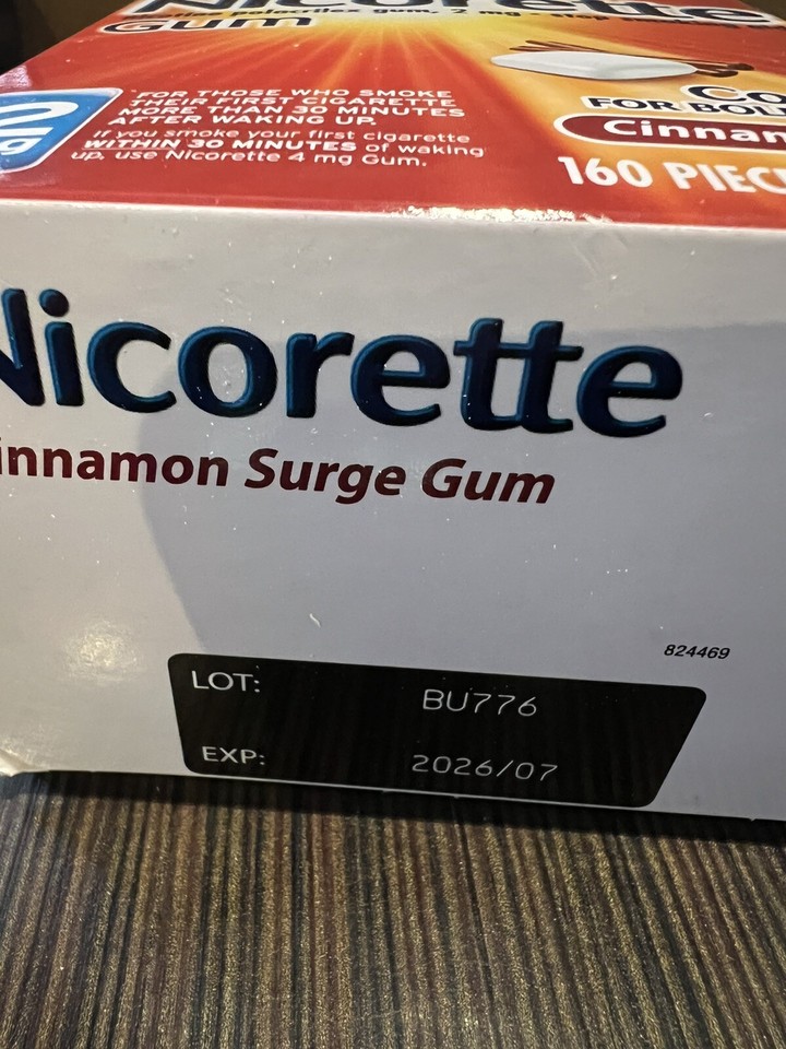 New Sealed Nicorette Nicotine Gum 2mg Cinnamon Surge 160 Pieces EXP. 07 ...
