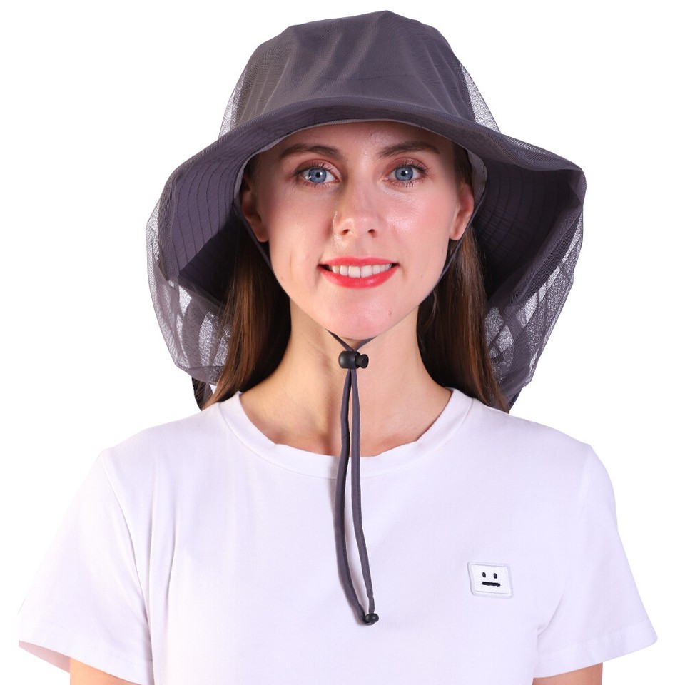 Women Mosquito Net Hat Bug Head Netting Bucket Sun Fishing Hiking ...
