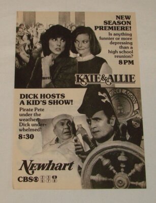 1985 CBS tv ad ~ KATE & ALLIE high school reunion NEWHART hosts a kid's ...