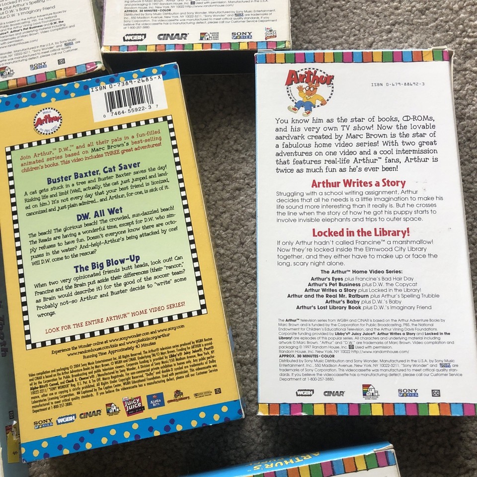 Arthur VHS Lot 11 Videos PBS Show Kids Animated Family Marc Brown DW ...