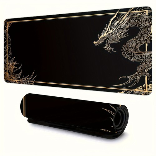 40*90cm Large Black&Golden Dragon Gaming Mouse Pad-Non-Slip Rubber Base ...