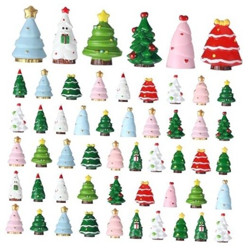 48 Pcs Mini Resins Figurines Miniature Christmas Figures for Christmas ...