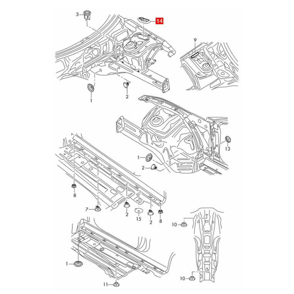 Front Right Side Strut Tower Upper Bung Cover for Audi 2010-2016 A4 ...