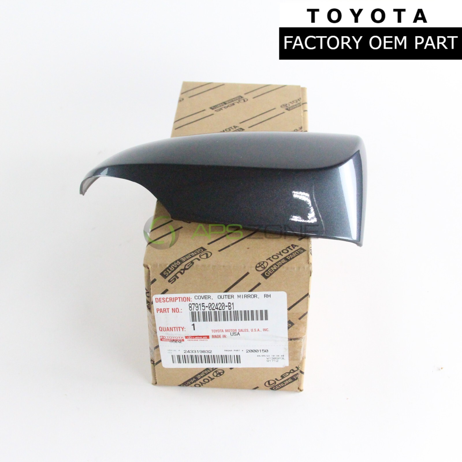 GENUINE TOYOTA COROLLA 2014-2019 OUTER RIGHT MIRROR COVER OEM 87915 ...