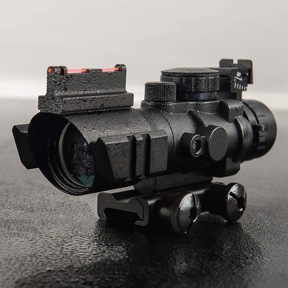 4X32 Rifle Scope Fiber Optic Sight RGB Triple Illuminated Rapid Range ...