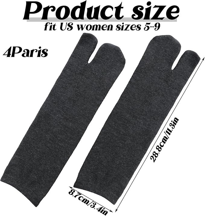 4 Pairs Tabi Split Toe Flip Flop Socks for Men Women Low-Cut Stretch ...