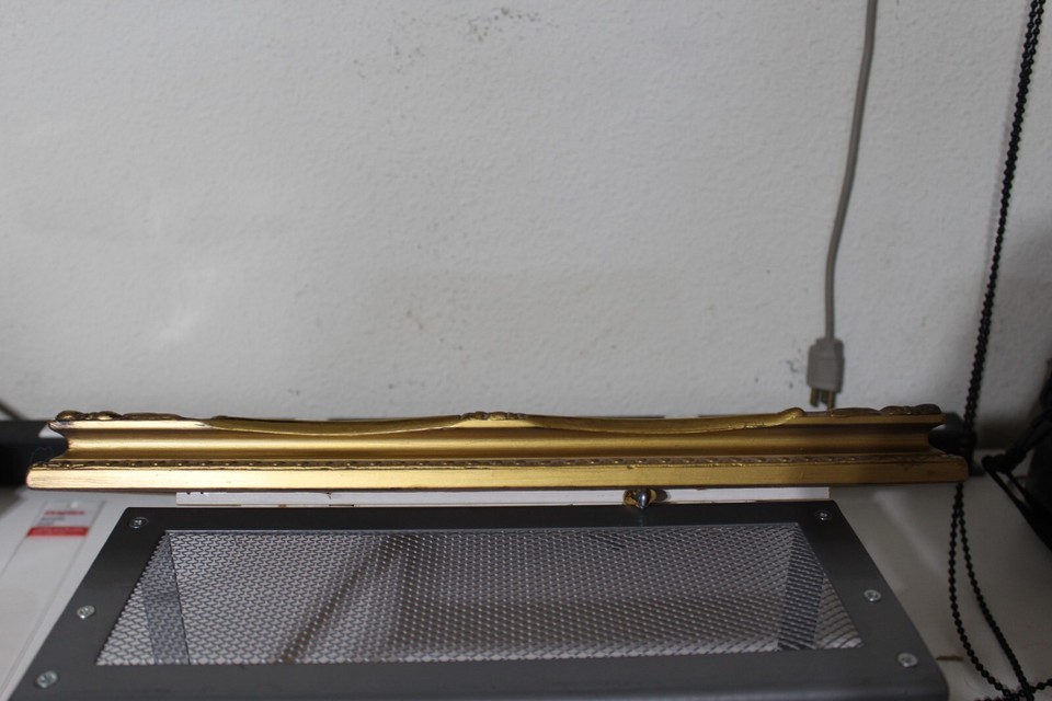 Vintage 1970's painting "House by the Lake" in gold frame. Signed ...