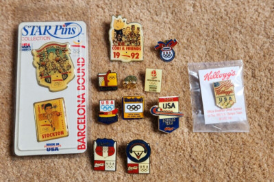 1992 olympics lot of 13 pins awesome sponsor pin lot, some sealed new ...