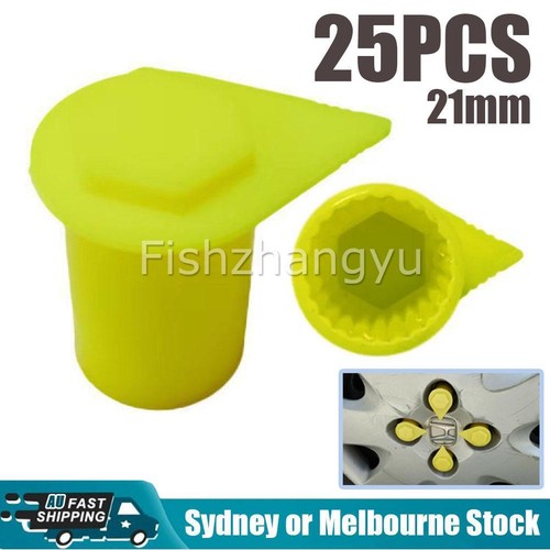25X 21mm Dust Cap Long Wheel Nut Indicators Yellow Safety Wheel Nuts ...