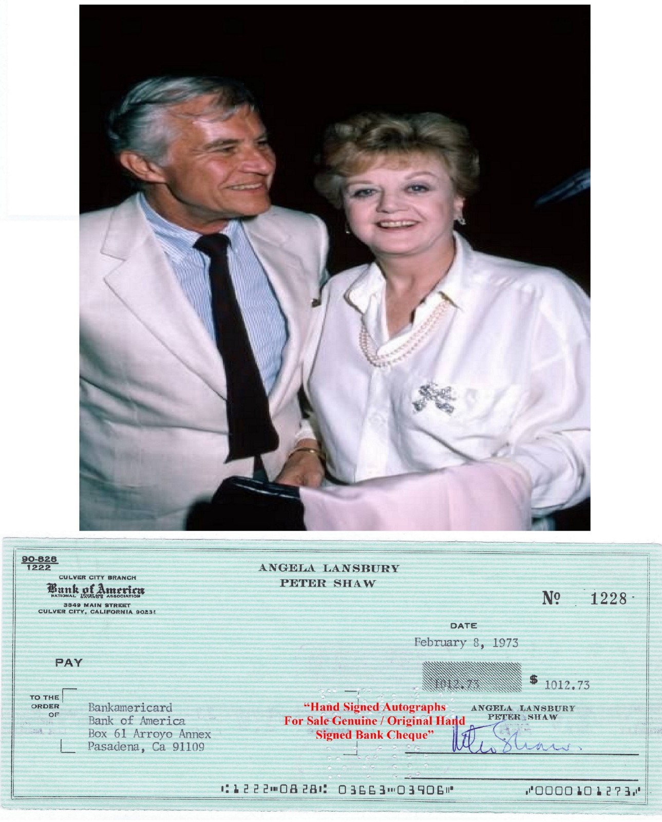 PETER SHAW ACTOR PRODUCER HAND SIGNED BANK CHEQUE / CHECK 1973 RARE ...