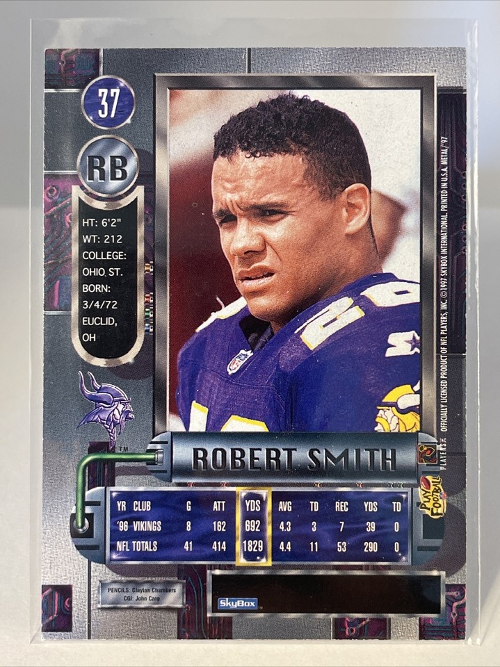 1997 Skybox Metal Universe #37 Robert Smith Minnesota Vikings Running ...