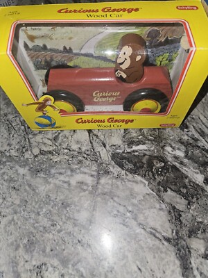 Curious George Wood Car by Schylling Monkey Wooden Derby Car Race Car ...