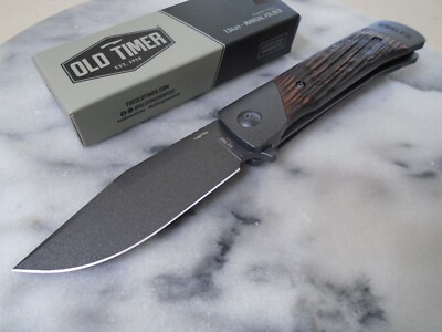 Old Timer Ball Bearing Pivot Frontier Pocket Knife Bowie Folder Delrin ...