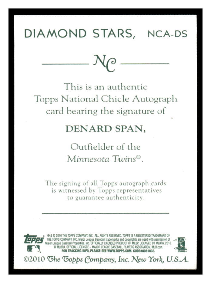 2010 Topps National Chicle #NCA-DS Denard Span Autographs | eBay
