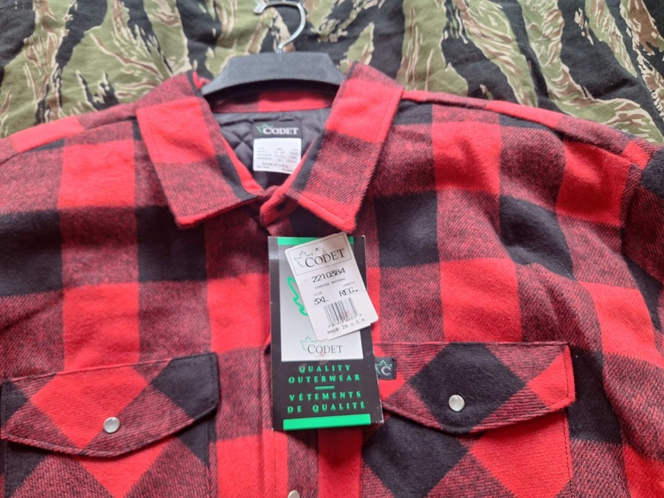New Codet Plaid Flannel Lined Shirt Jacket Snaps size 3XL made Canada ...