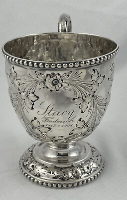 Bailey & Co Phila Fancy Coin Silver Beaded & Repoussed Footed Cup | eBay