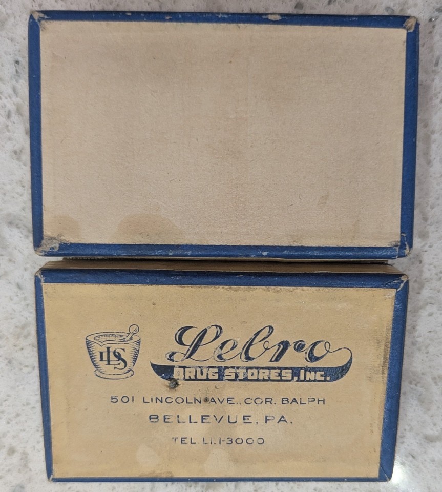 Vintage 1950 Pharmacy Pill Box Lubro Drug Store Bellevue PA Pittsburgh ...