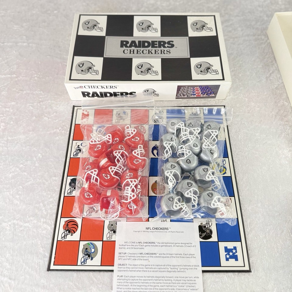 Vintage 1993 NFL Raiders Team Helmet vs Chiefs Helmets Checkers Game | eBay