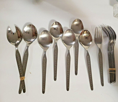 VINTAGE SET OF 16 Rostfrei SPOONS FORKS SALAD FORK SPOON Stainless MCM ...