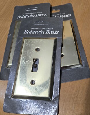 lot 5 Baldwin Solid polished Brass finish single switch plate outlet ...