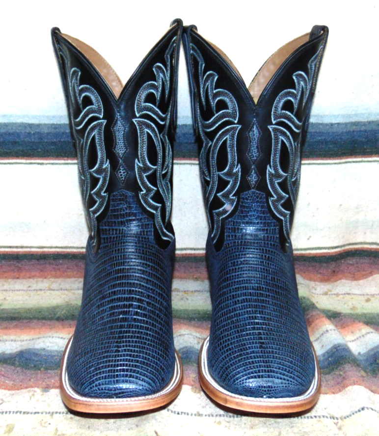 Mens Rujo The Curtis Blue Gray Teju Lizard Leather Cowboy Boots 9.5 EE ...