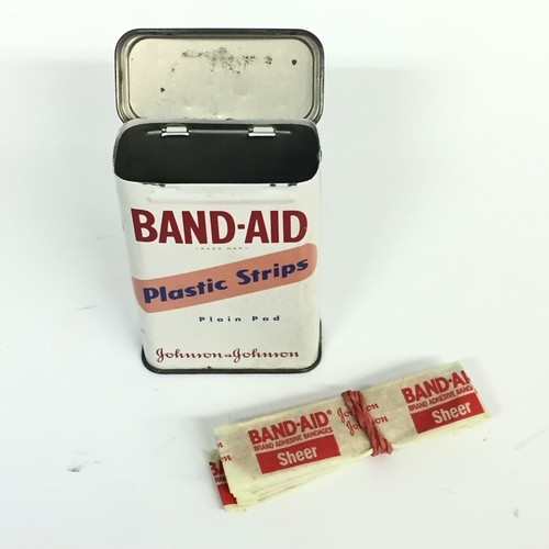 Vintage Johnson & Johnson Band-Aid Metal Box Container Tin with Plastic ...