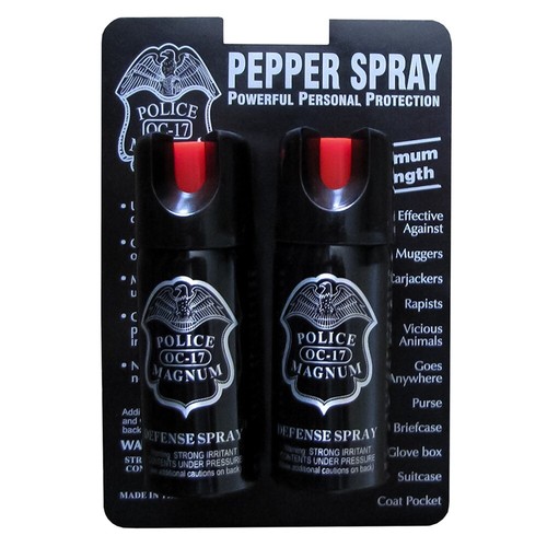 2 Pack Police Magnum PEPPER SPRAY 2oz w/ UV Dye Twist Safety Lock ...