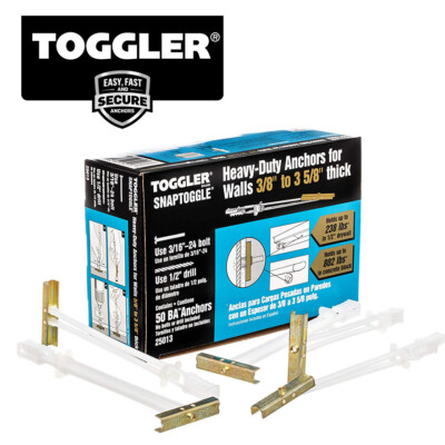 Toggler SnapToggle BB 3/16" Toggle Bolts Heavy Duty Wall Anchors 50 ...