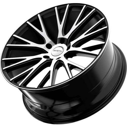 (Set-4) Ravetti M12 22x10 5X115 20mm Black Machined Wheels Rims 22 Inch ...