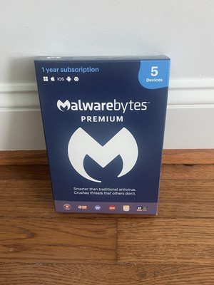Malwarebytes Premium Security Software 5 User 1 Year License New Retail ...