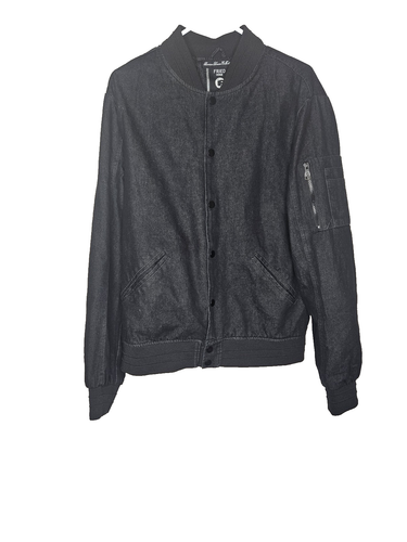 Fried Jeans Black Denim Bomber Jacket Men’s Size L Zip Pocket ...