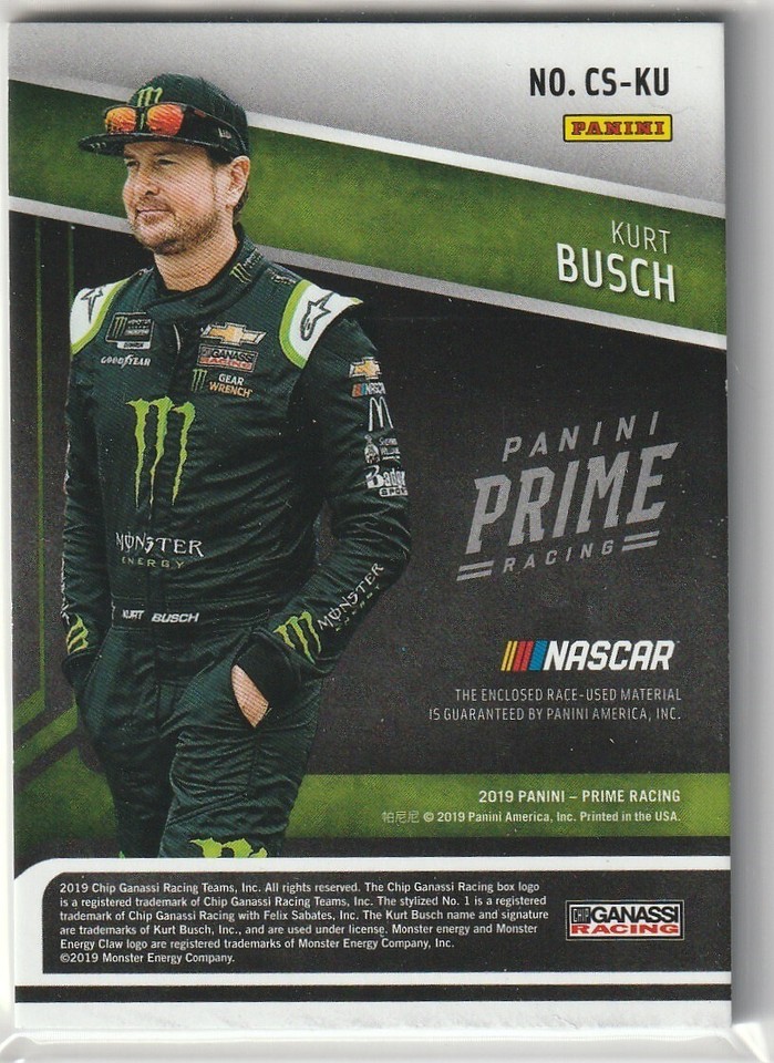 2019 Prime Racing Clear Silhouettes Relics KURT BUSCH 41/99 | eBay