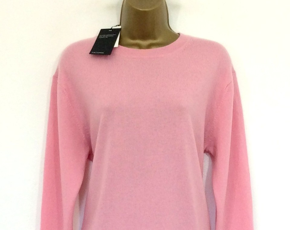 M&S Autograph 100% Cashmere Jumper BNWT UK 14 Rose Pink Crew Neck Long ...