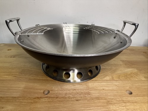 All Clad Stainless Steel 16” Double Handle Wok Sauté Pan W/ Tempura ...