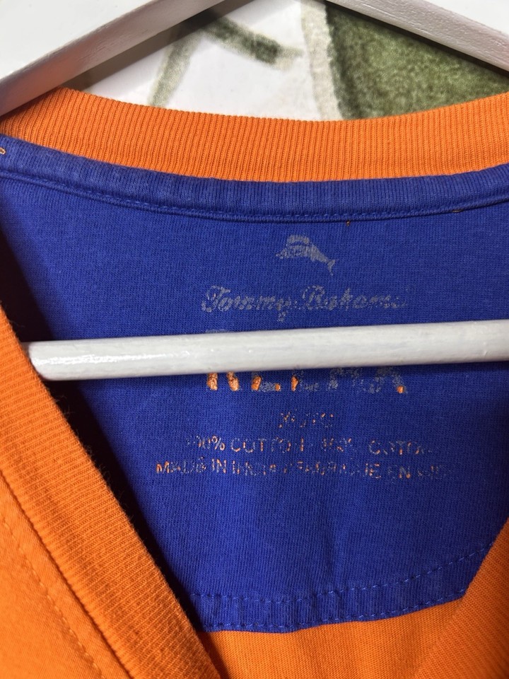 Tommy Bahama Mens XL Tee Shirt Short Sleeve Orange Cotton Front Pocket ...