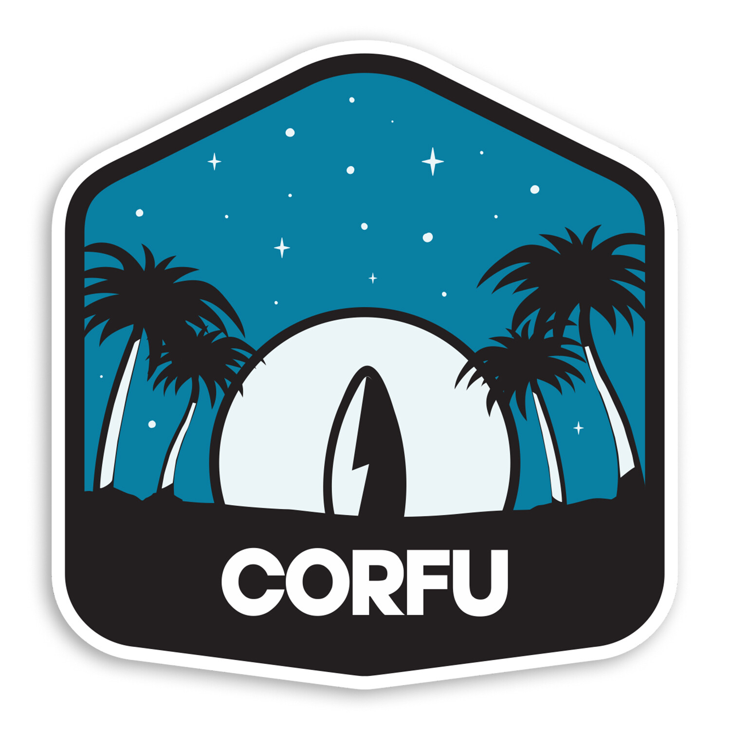 2 x 10cm Blue Corfu Vinyl Stickers - Surf Travel Cool Luggage Sticker ...
