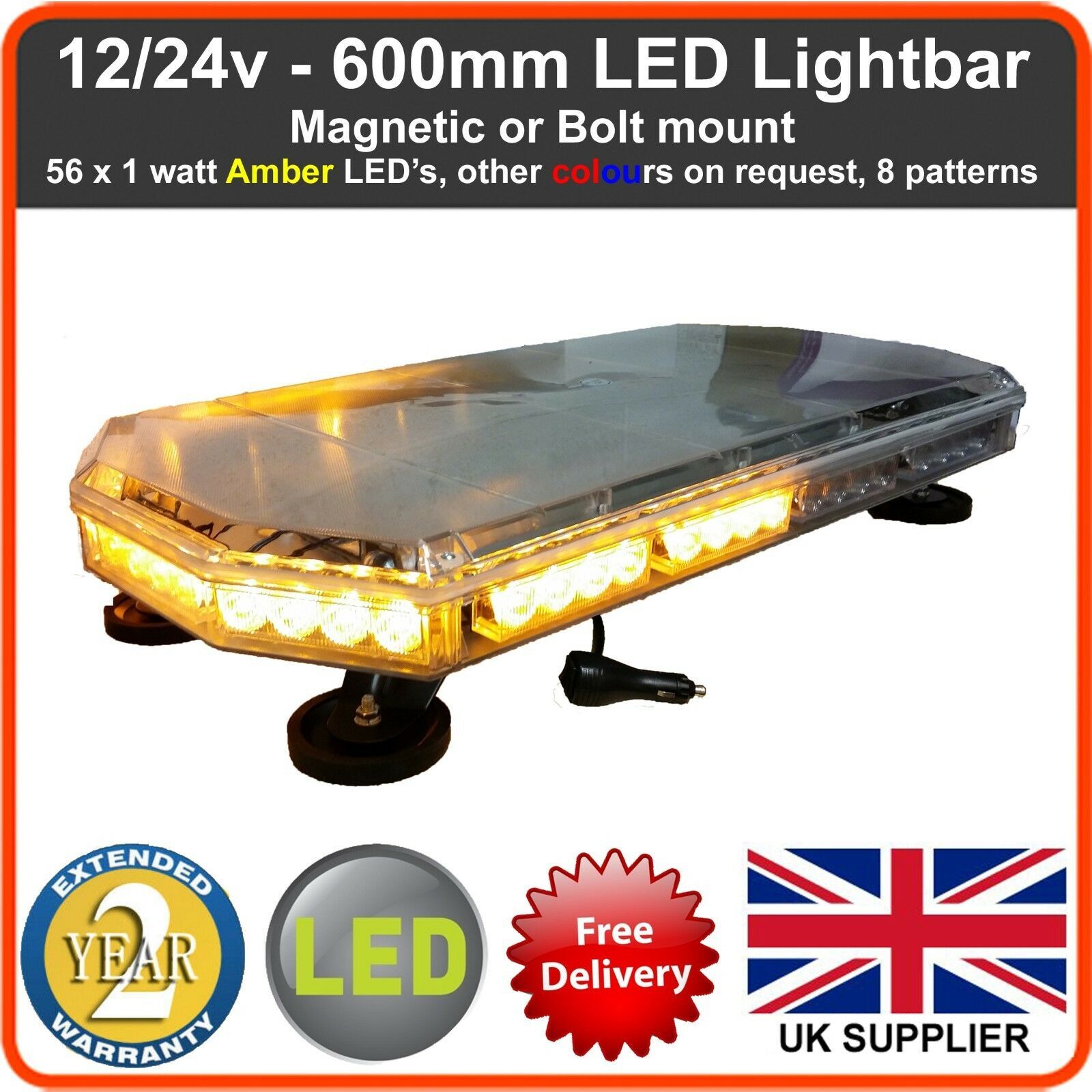 LED Recovery Light bar 600mm 12/24v Flashing Beacon Truck Warning Light ...