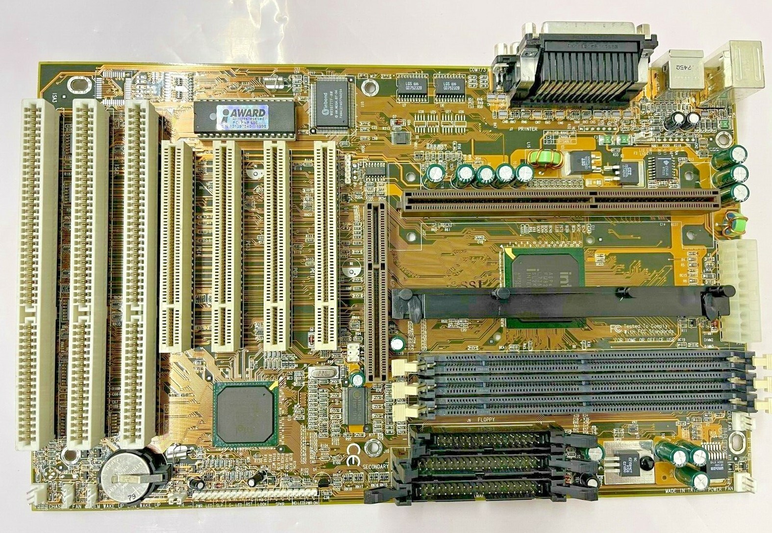 RARE VINTAGE ASUS P6LX-A+ REV 1.1A SLOT 1 ATX MOTHERBOARD 3 ISA 4 PCI ...