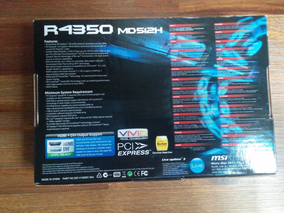 Brand New MSI Micro-star International Graphics Card R4350 512MB DDR2 ...
