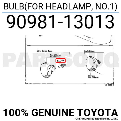 9098113013 Genuine Toyota BULB(FOR HEADLAMP, NO.1) 90981-13013 | eBay