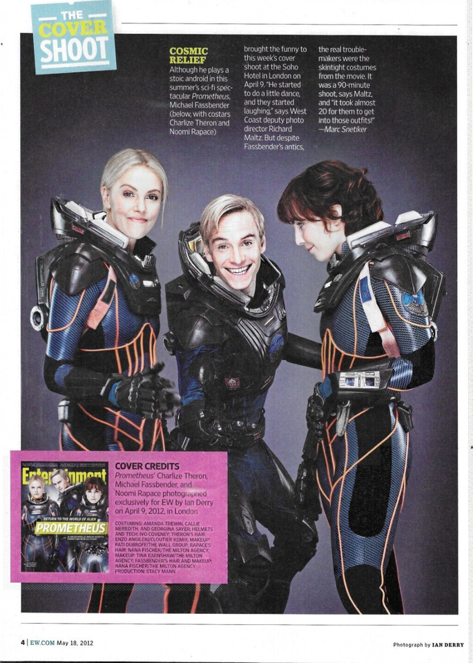 Entertainment Weekly Magazine Prometheus Charlize Theron Michael Fassbender | eBay