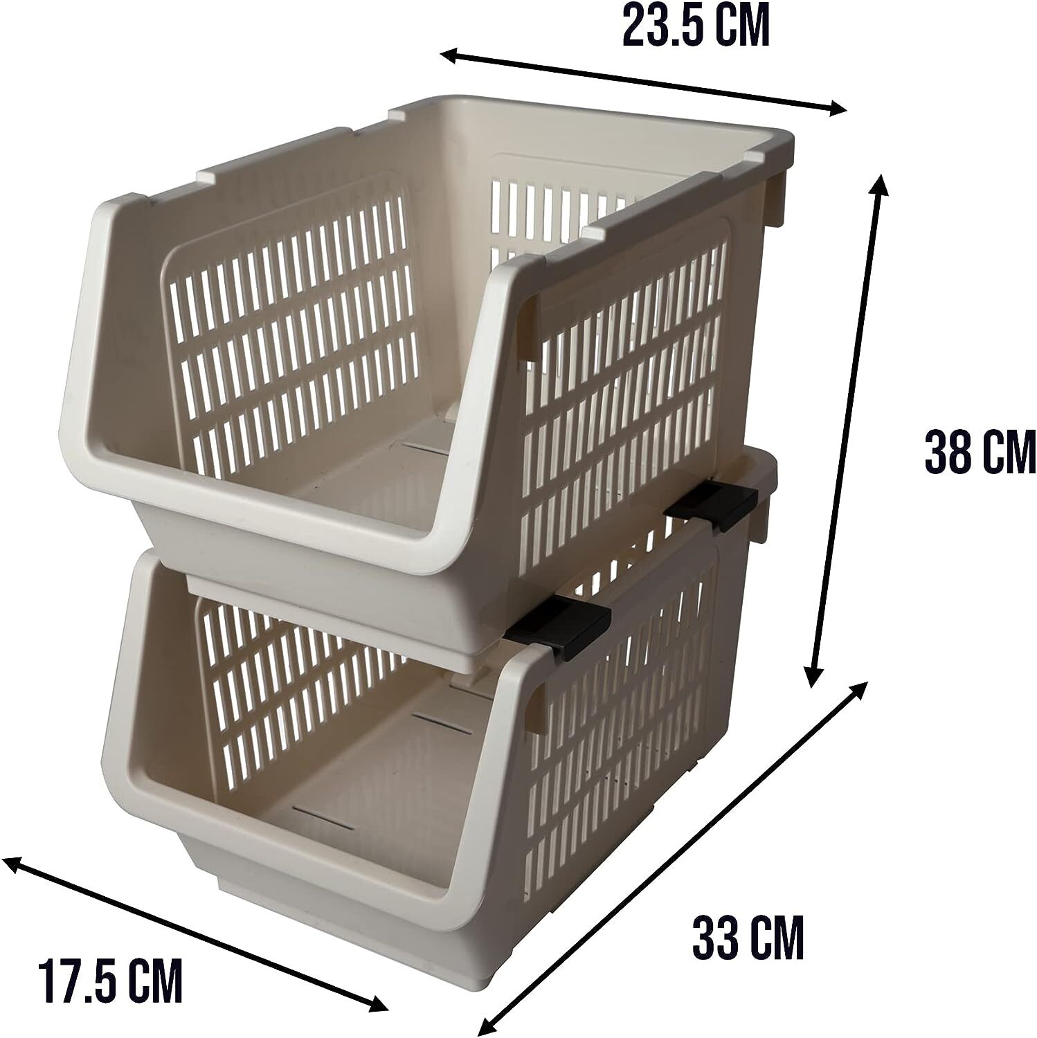 Plastic Stacking Wheel Basket Set Kitchen Office Storage Rack Stackable ...