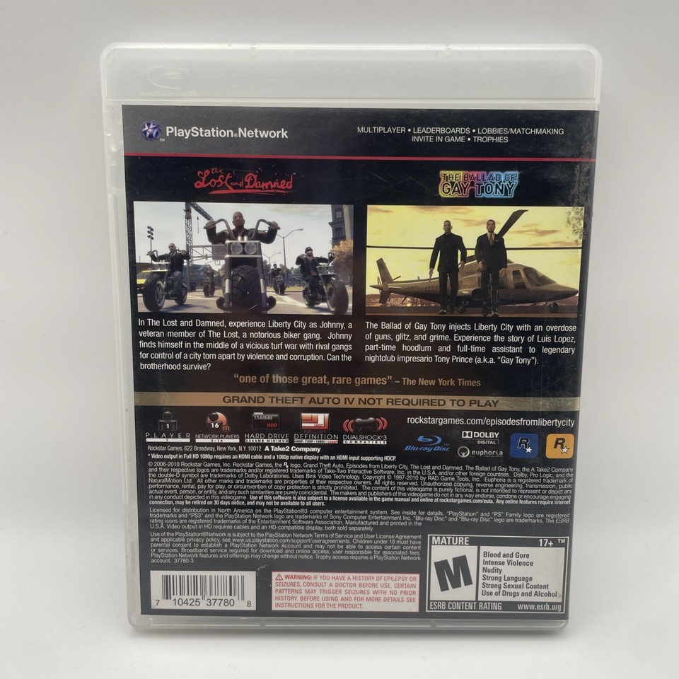 Grand Theft Auto: Episodes from Liberty City PS3 Game - NO MAP - Tested ...