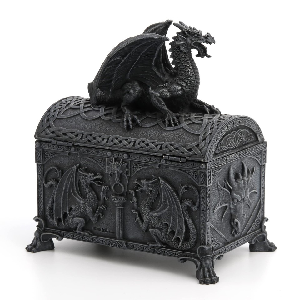 Veronese Design 7.25" Tall Dragon Chest Decorative Trinket Box Resin ...
